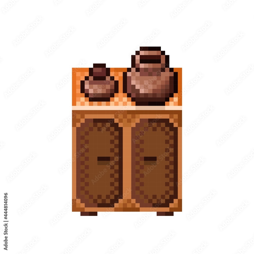 Wardrobe pixel art. Cabinet pixel art. Vector illustration. Wardrobe ...