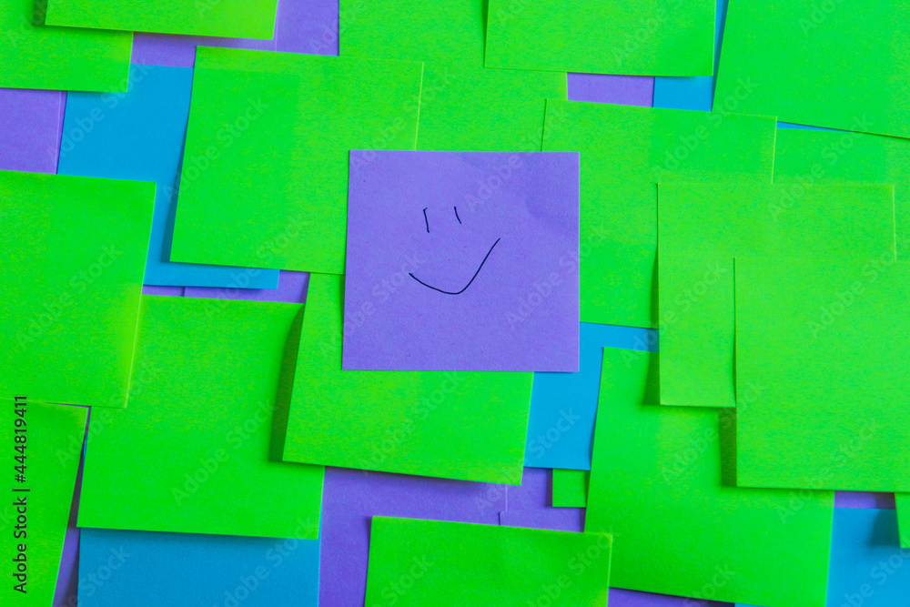 Collection of different colored sheets of note papers post it notes ...