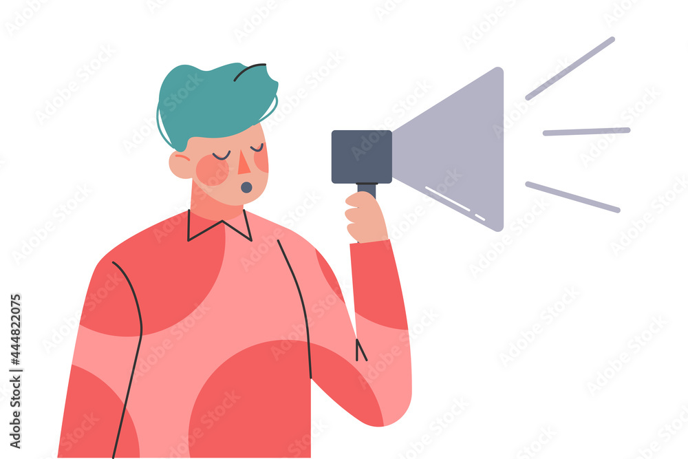 Man with Loudspeaker Spreading Fake News and Misinformation Cartoon ...