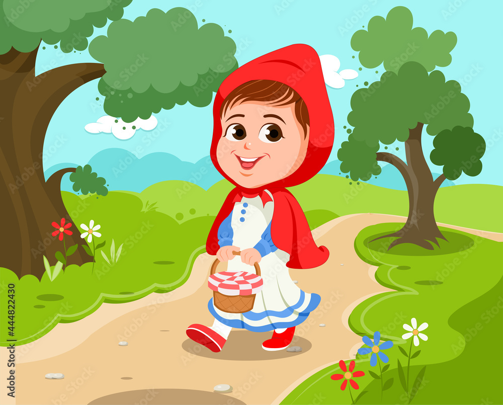 Cartoon illustration of Little Red Riding Hood Vector Stock Vector ...