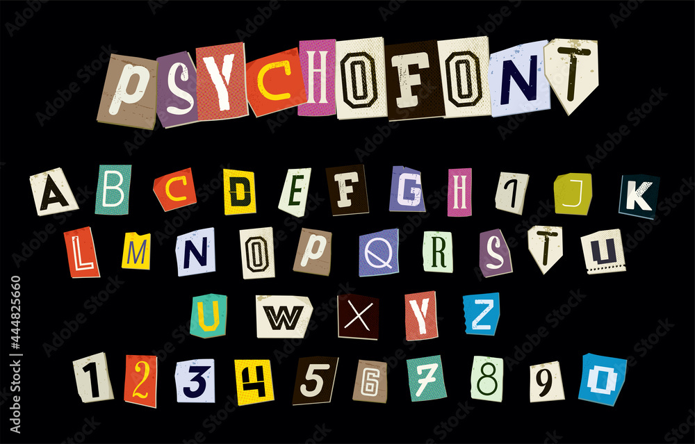 Colorful Newspaper Cut Letters Set Stock Vector | Adobe Stock