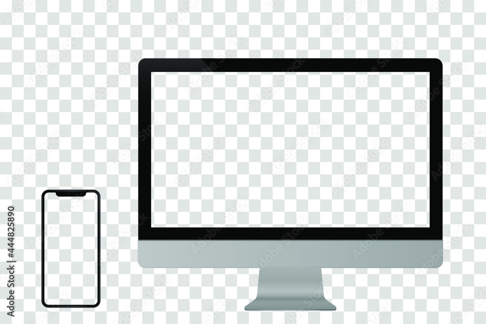 Realistic set of monitor, smartphone - Stock Vector illustration, png ...