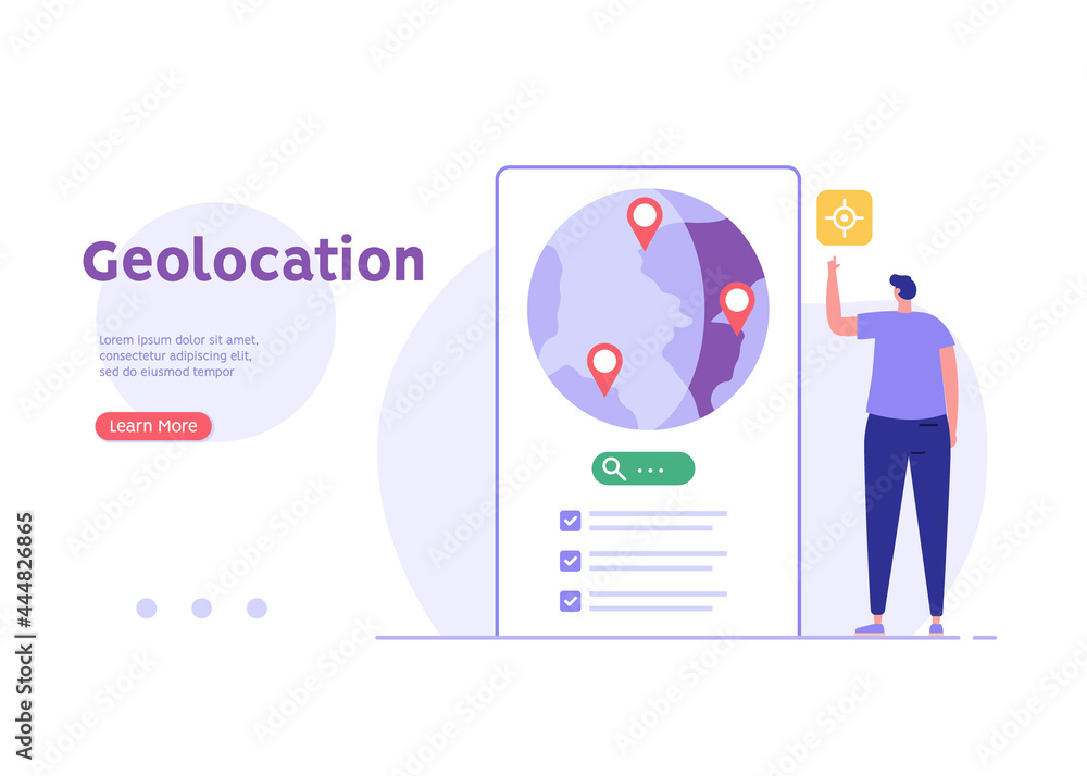 Man searching and marking a place on the map. Concept of geolocation ...