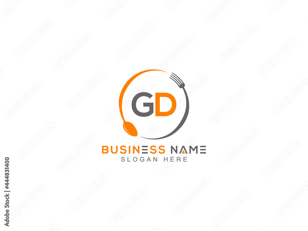 Letter GD Logo, restaurants gd logo icon with line style knife vector ...