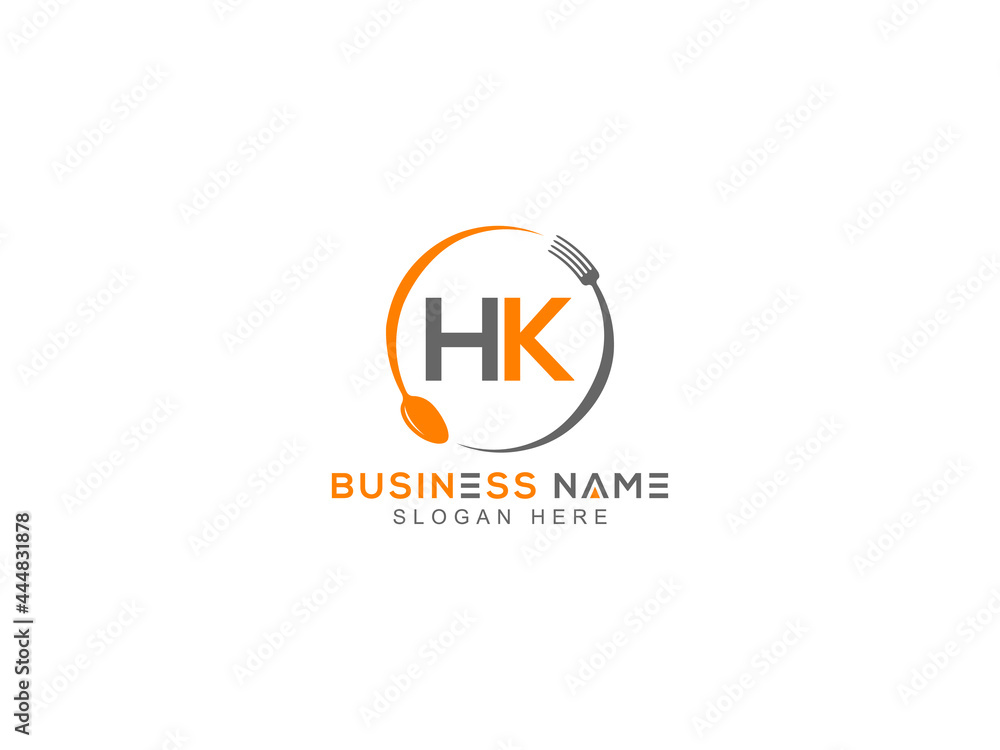 Letter HK Logo, restaurants hk logo icon with line style knife vector ...