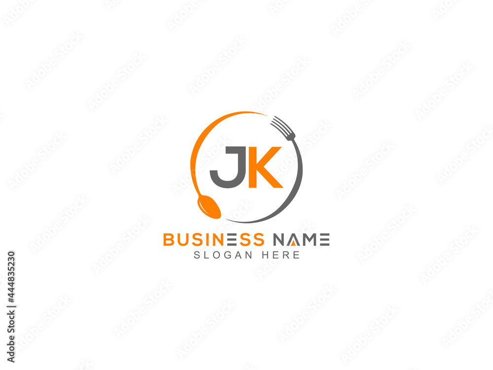 Vetor de Letter JK Logo, restaurants jk logo icon with line style knife ...