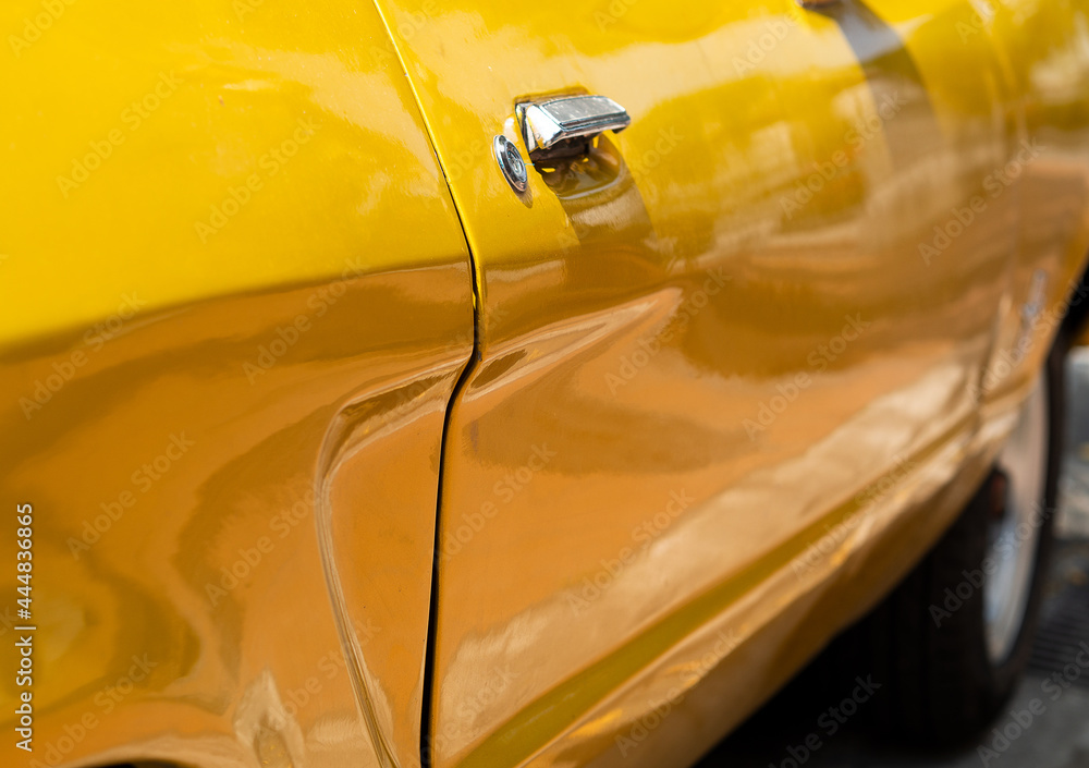 details of the door of a classic car from the 1970s Stock Photo | Adobe ...