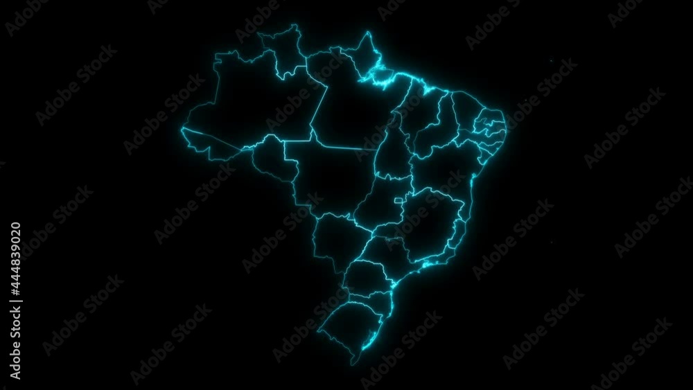 Animated Outline Map of Brazil with States vídeo do Stock | Adobe Stock