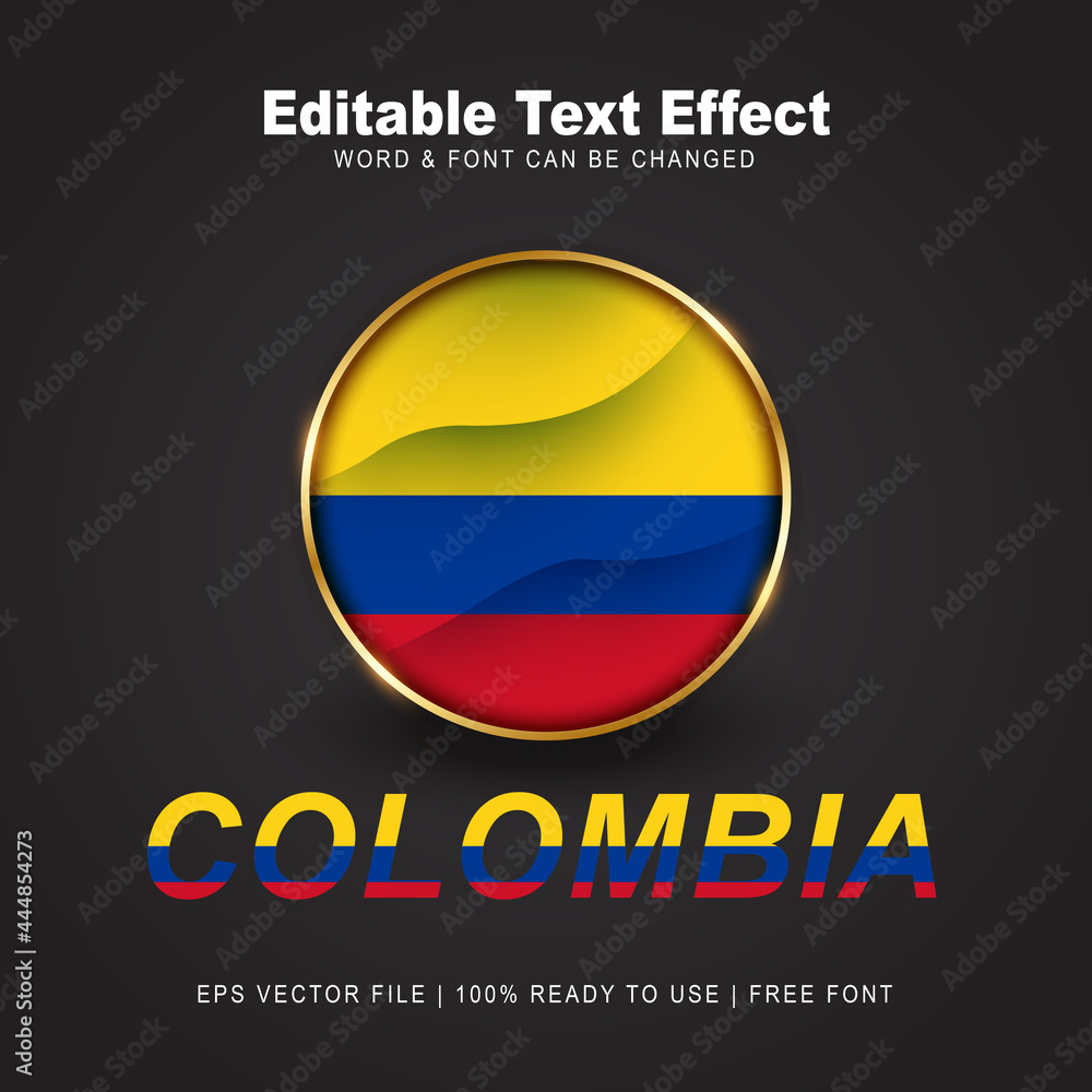 Colombia text effect style - Editable text effect vector illustration ...