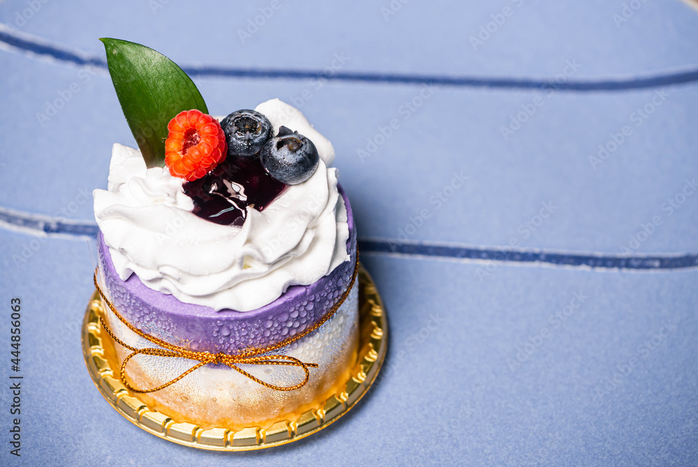 Front view of Beautiful fruity cheesecake. isolated in white background ...