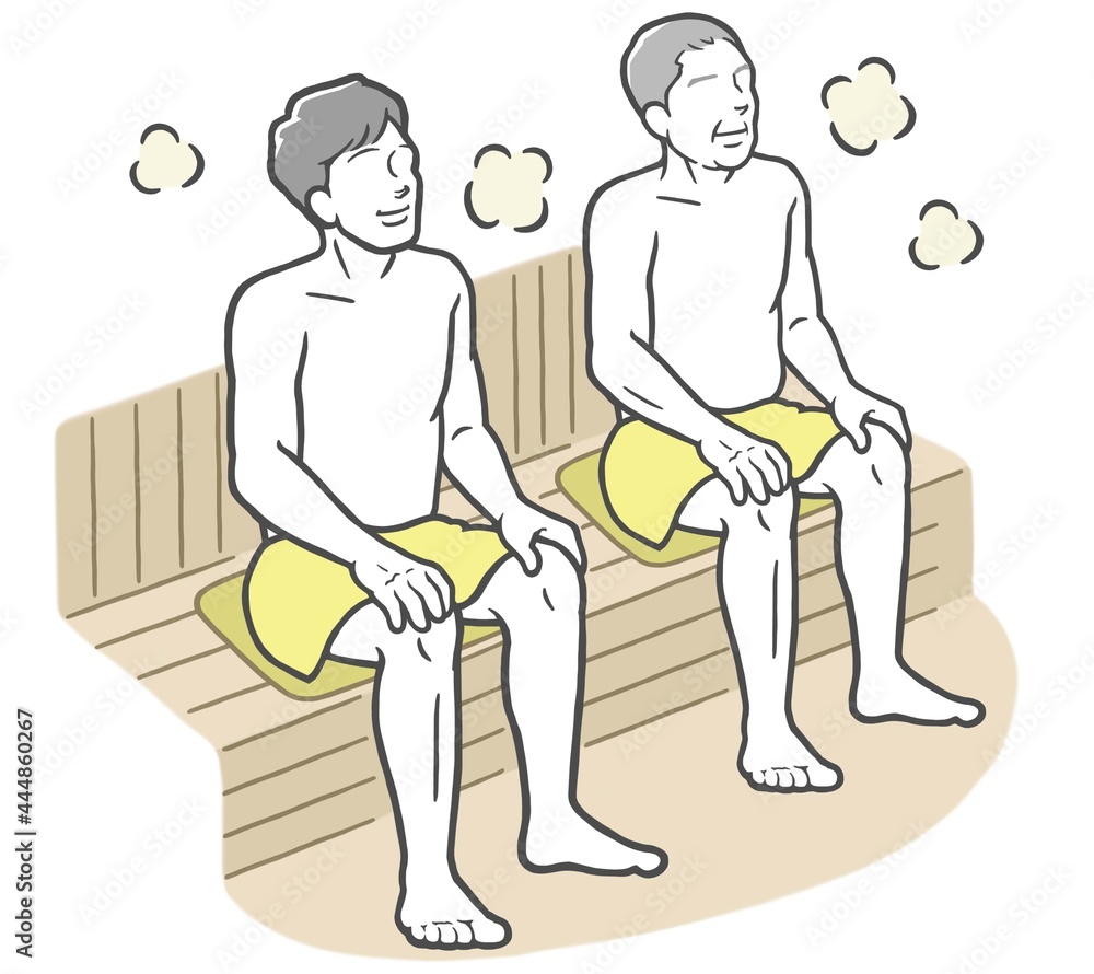 サウナに入る男性二人 Stock Illustration Adobe Stock