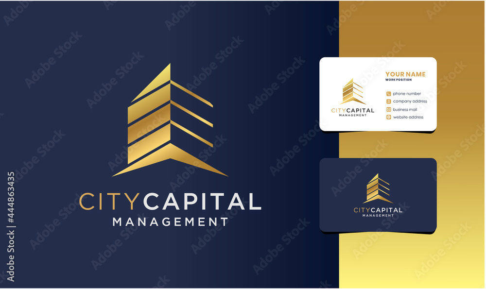 real estate capital investment management logo with business card ...
