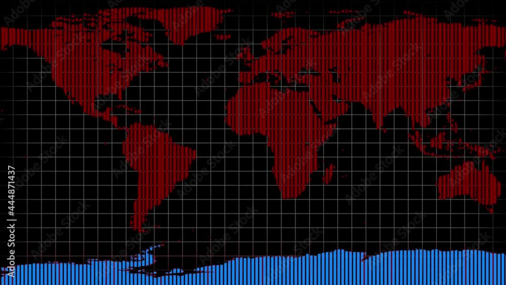 Vidéo Stock World map with grid line. Grid line world map news ...