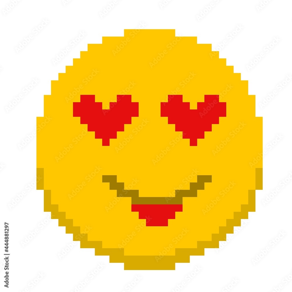 Pixel art emoticono smile love face icon concept Stock Illustration ...