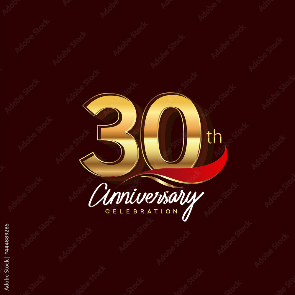 30th years anniversary celebration logotype. Anniversary logo with red ...