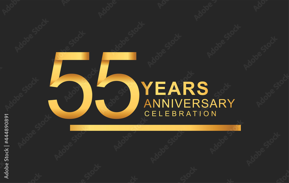 55th years anniversary logotype with under line golden color for ...