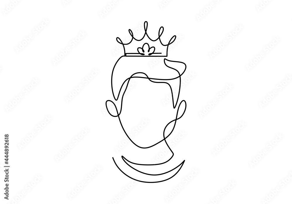 One continuous line drawing medieval historical european monarch king ...