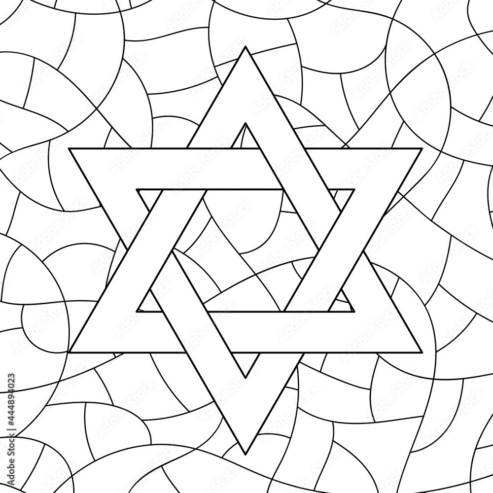 Coloring books jewish star of David . Mosaic background with a six ...