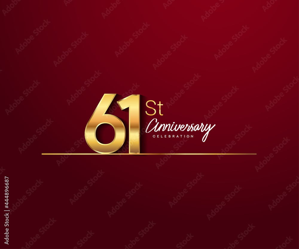 61st anniversary logotype with golden color and underline design ...