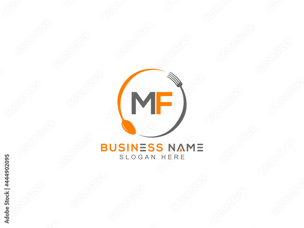 Letter MF Logo, restaurants mf logo icon with line style knife vector ...
