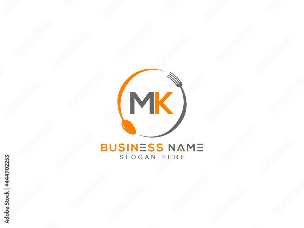 Letter MK Logo, restaurants mk logo icon with line style knife vector ...