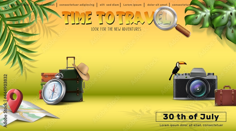 Vector travel banner. Vector travel tourist concept banner with ...