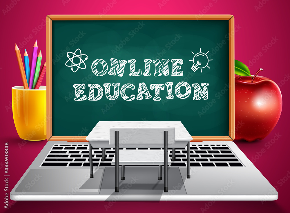 Online education digital classroom vector design. Online education text ...