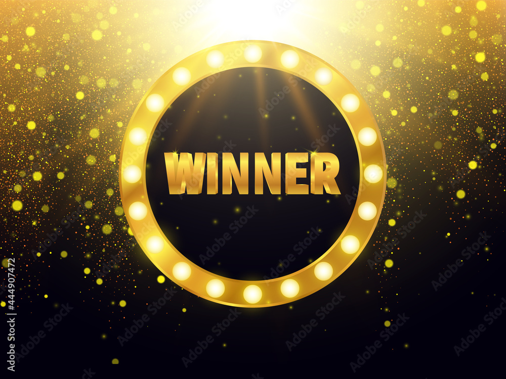 Retro light banner. Vector frame. Winner background with gold glitter ...