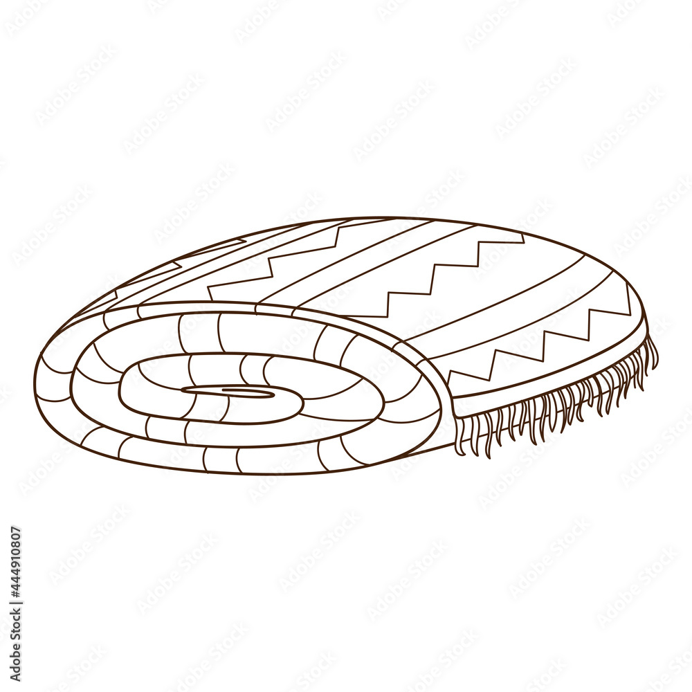 Folded blanket. Cover. Design element with outline. The theme of a cozy ...