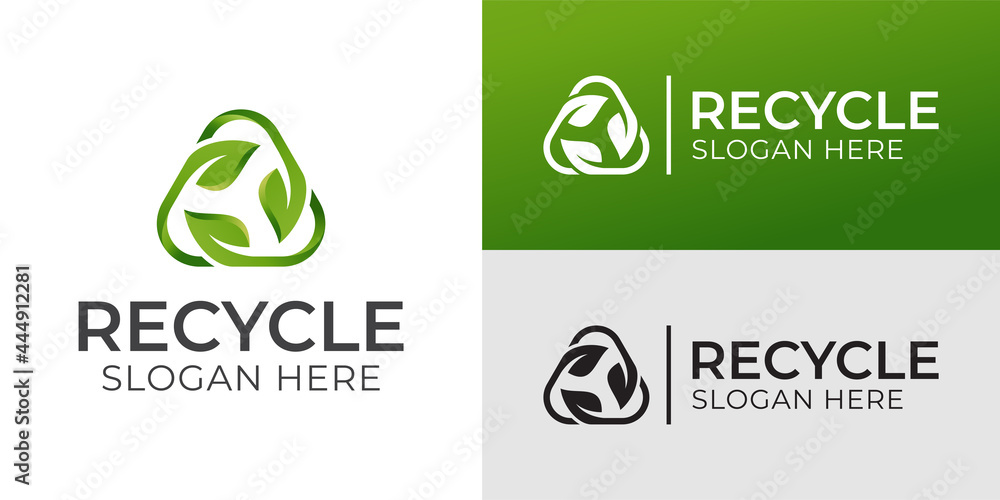 Vetor do Stock: triangle recycle with green leaf, recycling ecology ...