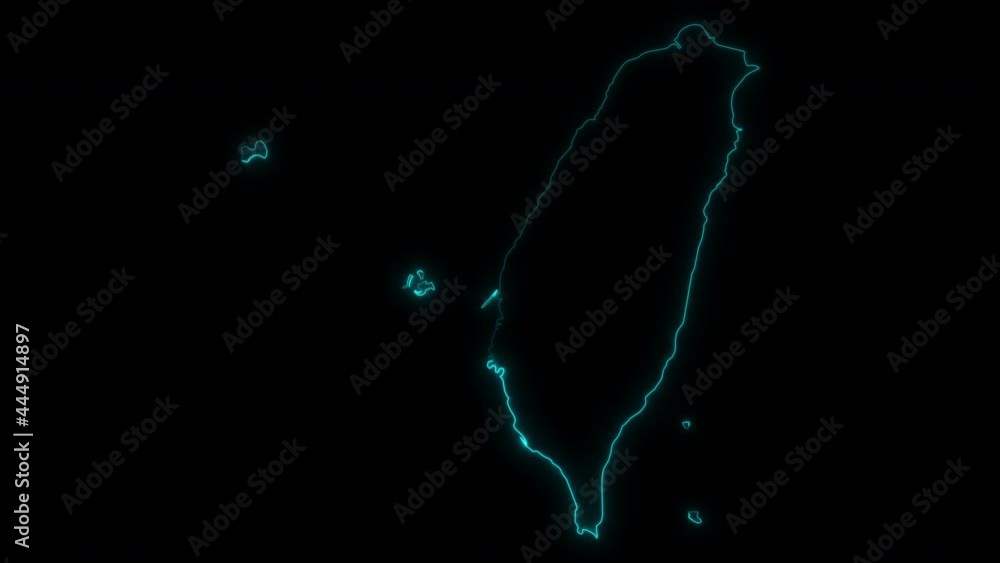 Animated Outline Map of Taiwan Stock Video | Adobe Stock