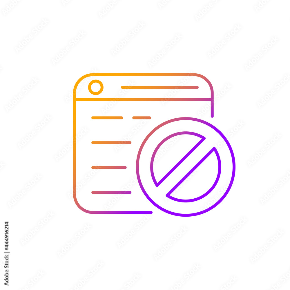 Website blocking gradient linear vector icon. Restricting access to ...