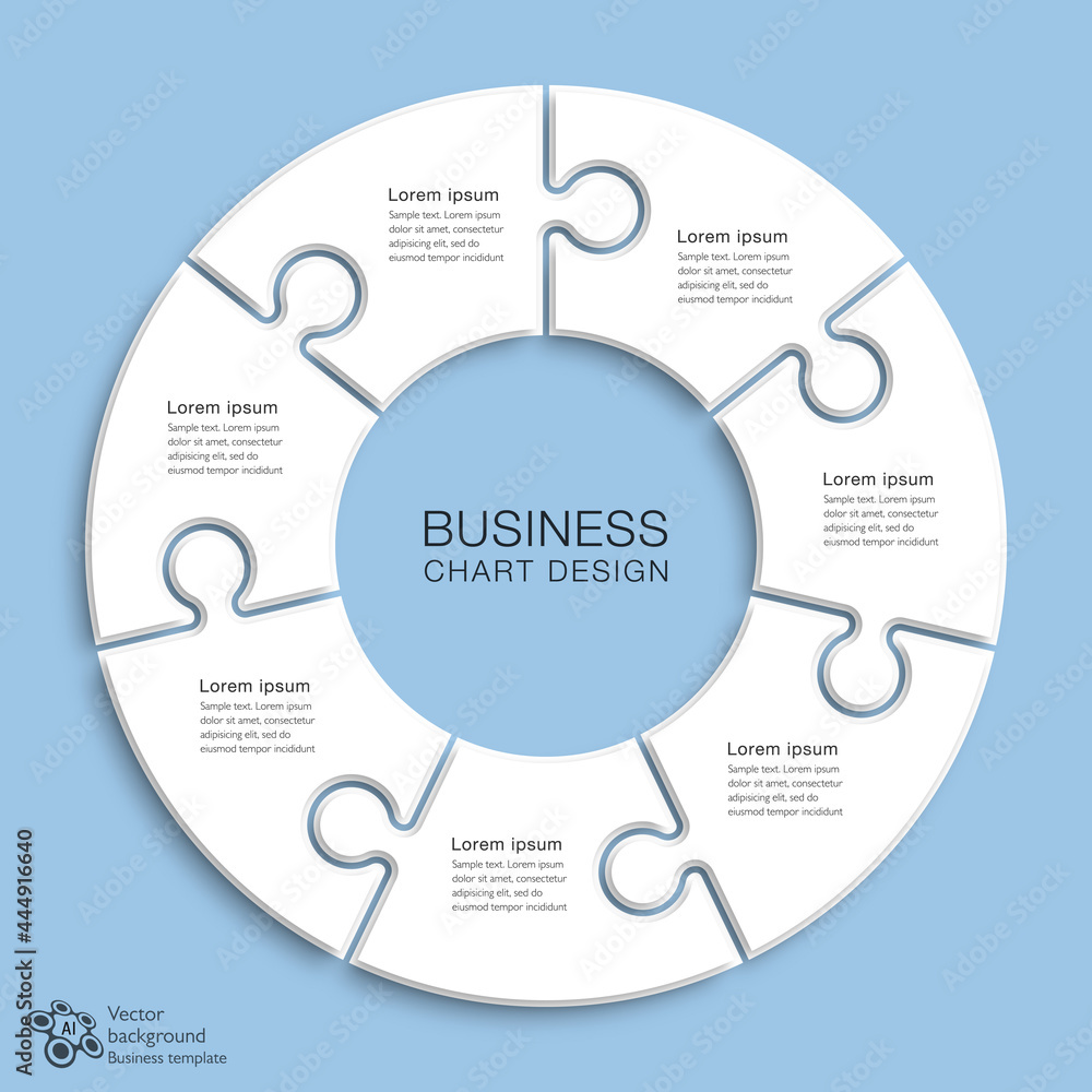 Business chart design. 7 division, jigsaw graph pattern. Stock Vector ...