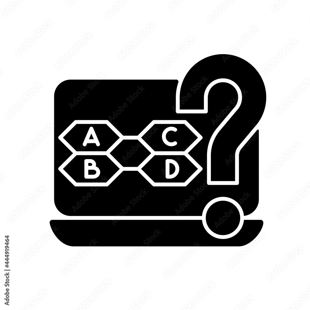 Trivia games black glyph icon. Demonstrating knowledge in different ...