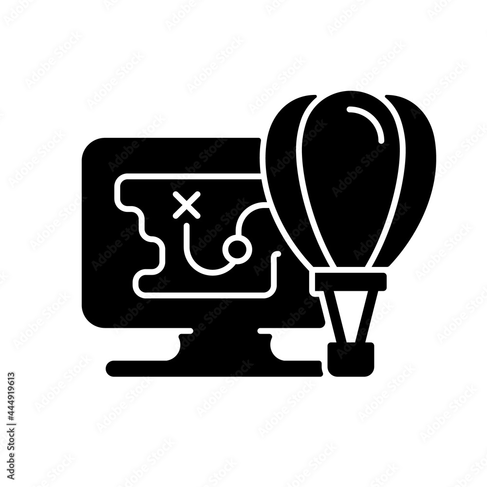 Adventure games black glyph icon. Open world exploration full of ...