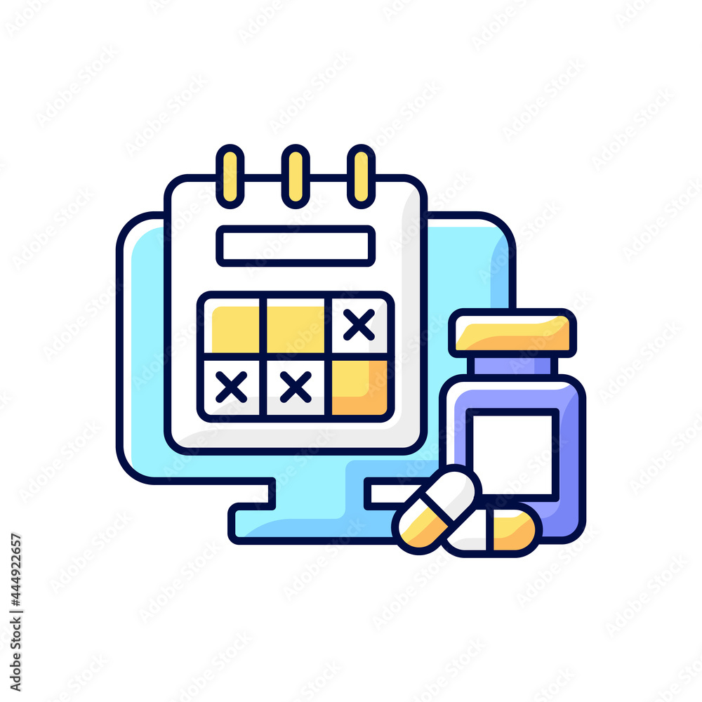 Tracking sick leave time RGB color icon. Scheduling days off for ...