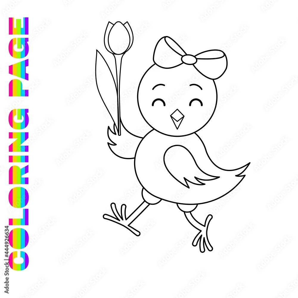 Coloring page for kids with cute chicken for toddlers. Printable ...