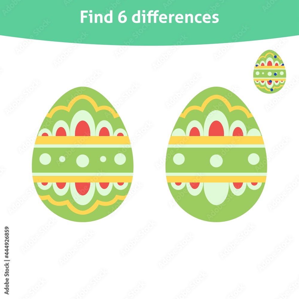 Find differences. Educational game with ornate Easter egg for toddlers ...