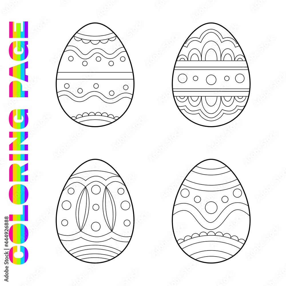 Coloring page for kids with ornate Easter eggs for toddlers. Printable ...