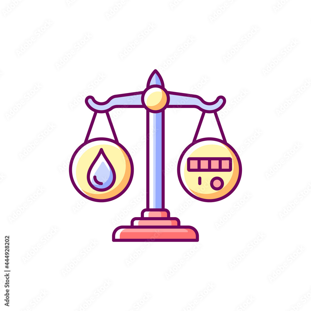 Rational water consumption RGB color icon. Isolated vector illustration ...