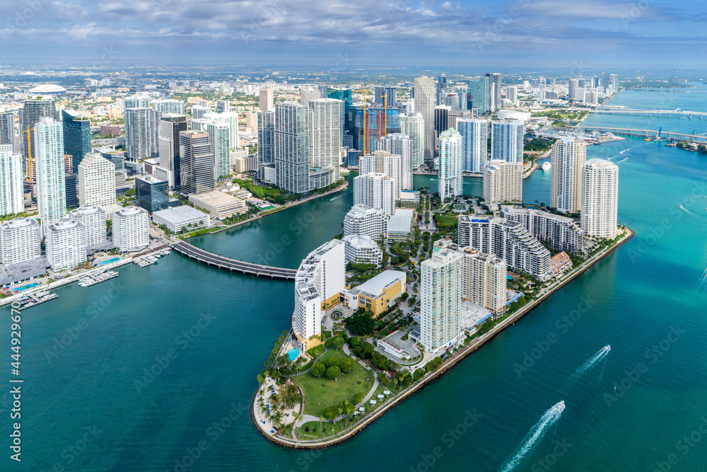 Downtown Brickell.Helicopter Aerial View.Miami City, .South Florida,USA ...