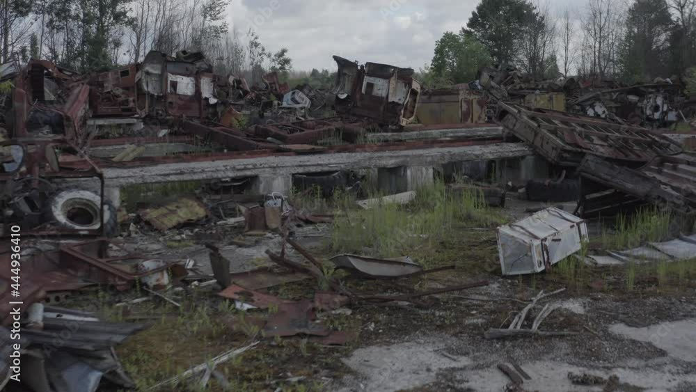 Aerial video. A cemetery for radioactive equipment after the accident ...