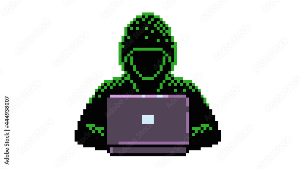 Hacker. Pixel art illustration Stock Illustration | Adobe Stock Hacker. Pixel art illustration Stock Illustration | Adobe Stock