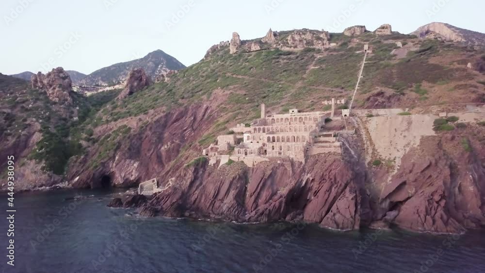 An aerial view of Laveria Lamarmora (Miniera di Nebida) area of ancient ...