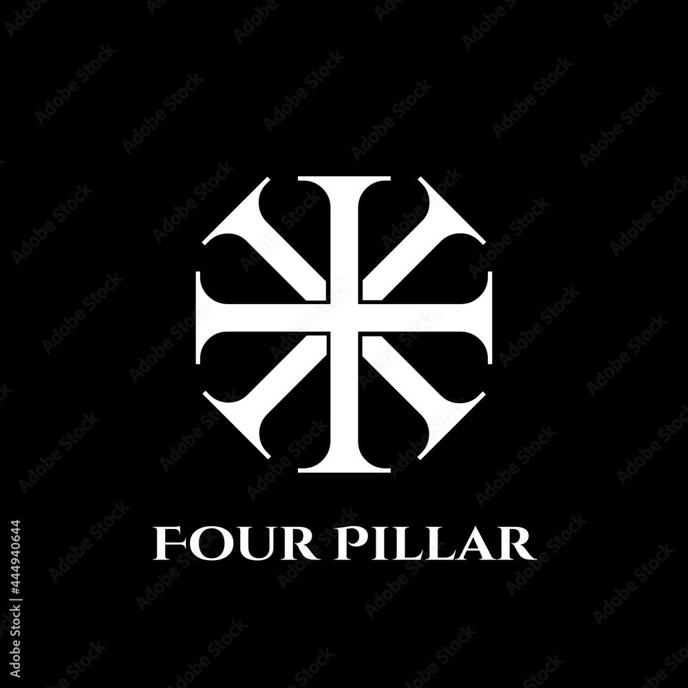 Four pillar concept logo template. Logo can be used for icon, brand ...