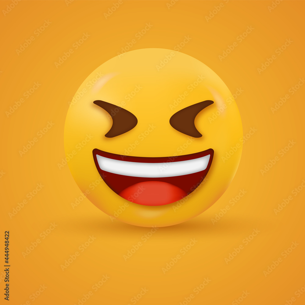 3d emoji smile reaction, smiling laughing emoticon with Squinting Eyes ...