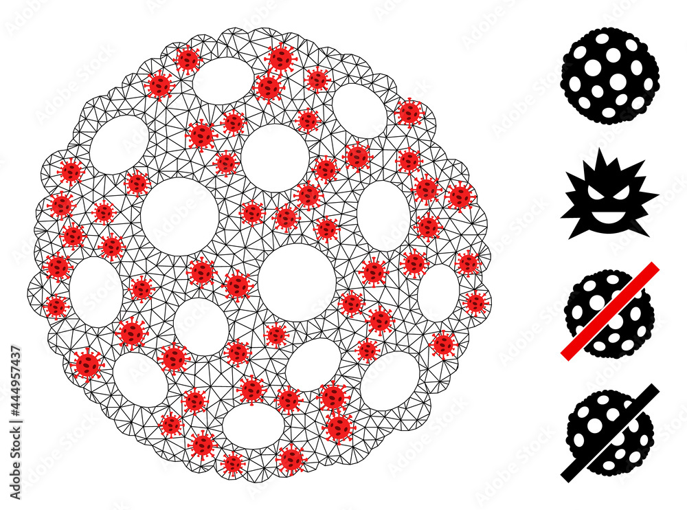 Mesh bacterium spore in infection style. Mesh wireframe bacterium spore ...