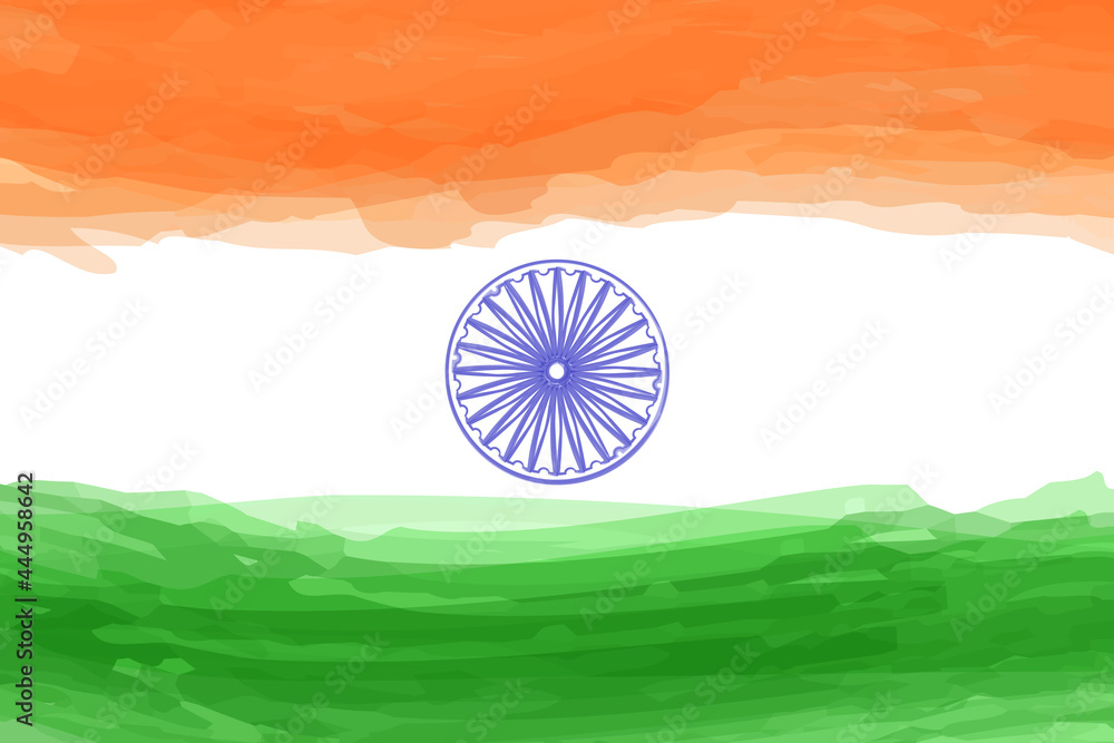 Flag of the Republic of India, tricolor with the symbol of wheel of ...