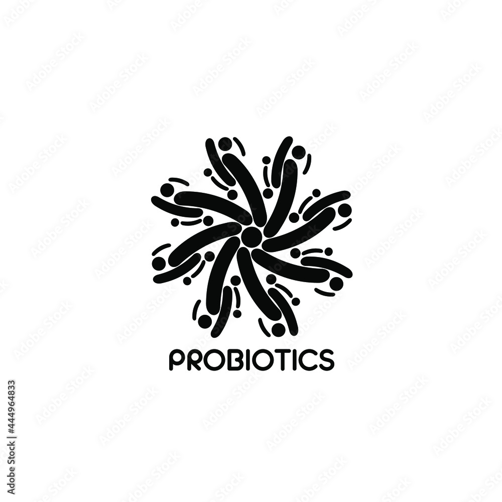 Probiotics logo. Bacteria logo. Concept of healthy nutrition ingredient ...