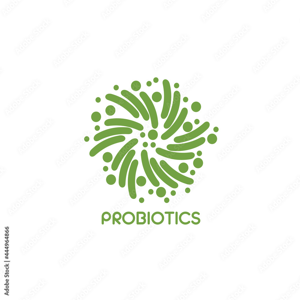 Probiotics logo. Bacteria logo. Concept of healthy nutrition ingredient ...